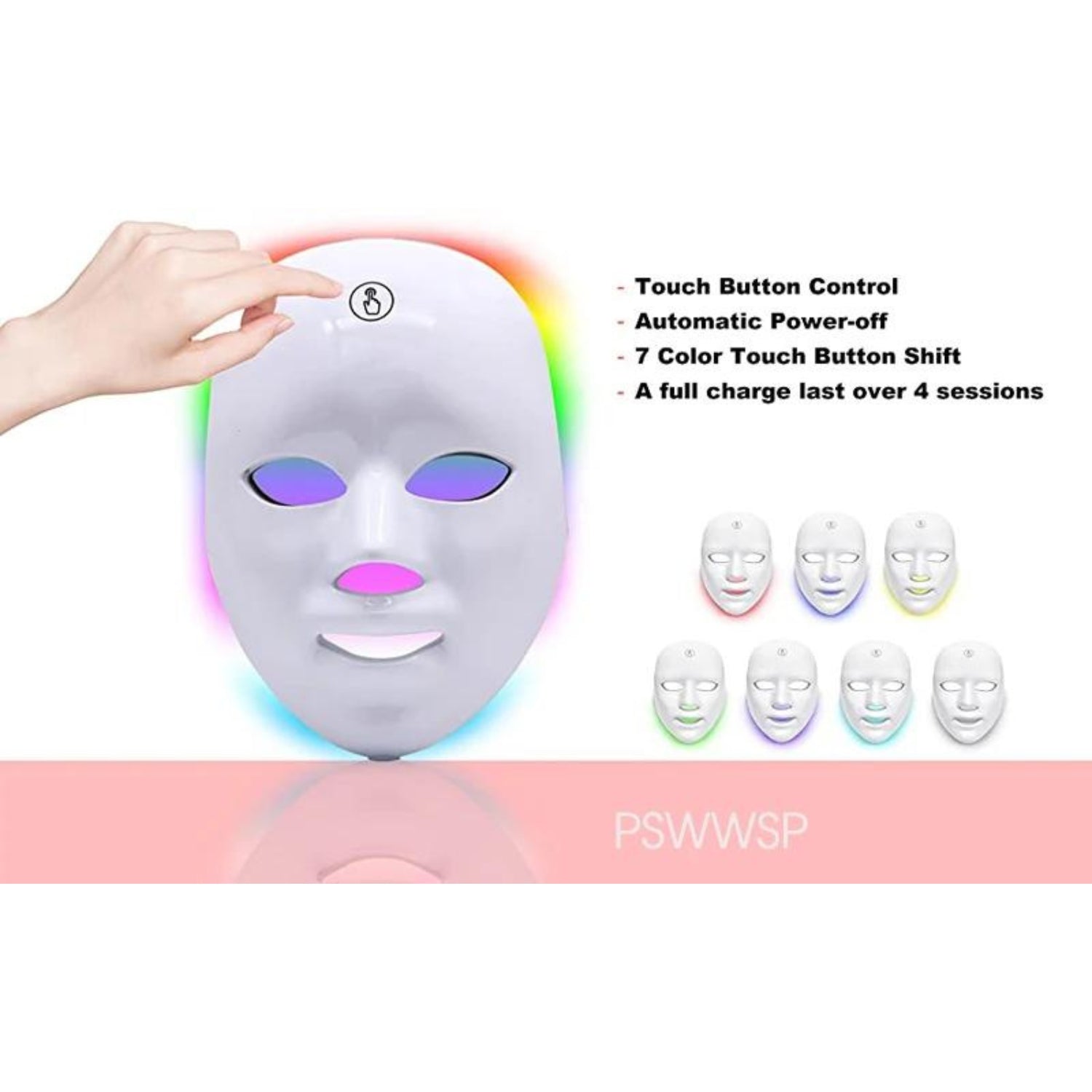 MASCARA FACIAL LED 7 COLORES INALAMBRICA RECARGABLE